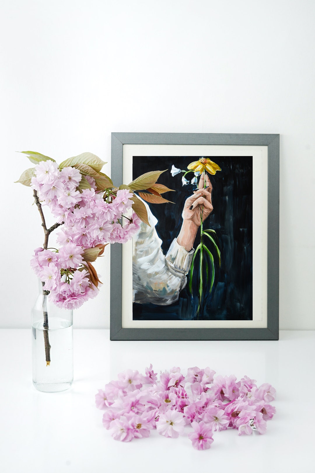Spring is Coming Poster | Female Hand Holding Flowers | Art Print ...