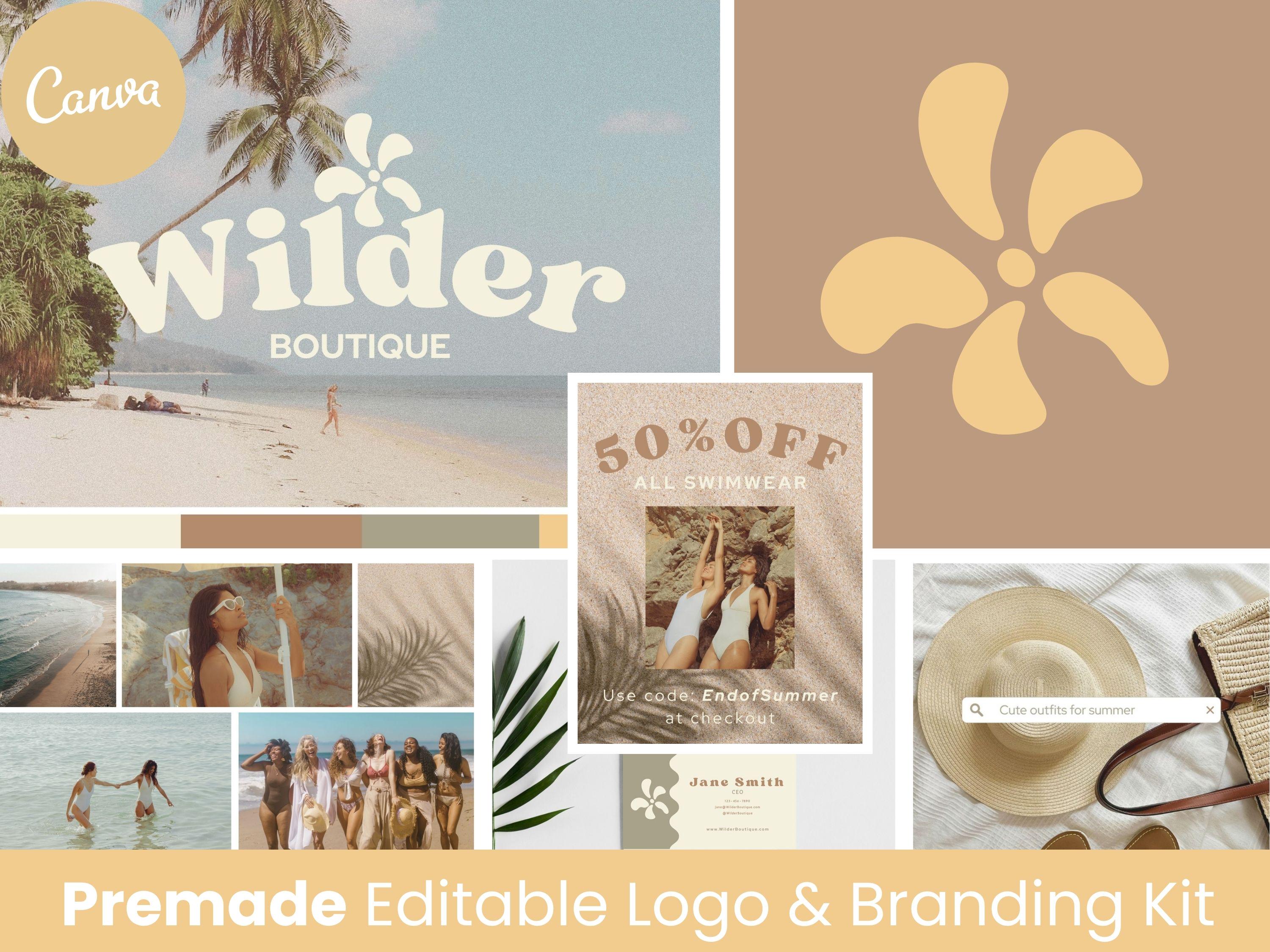 Coastal Branding Kit: Logo, Color Palette & Social Templates - Editable ...
