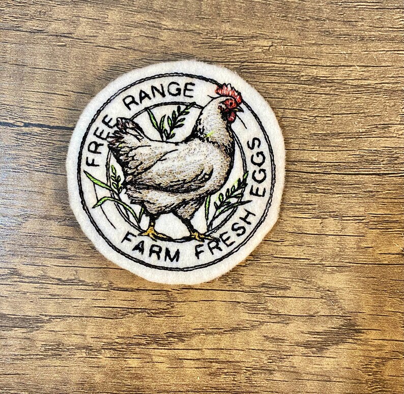 Free Range Chicken Patch Farm Fresh Eggs Embroidery Iron - Etsy