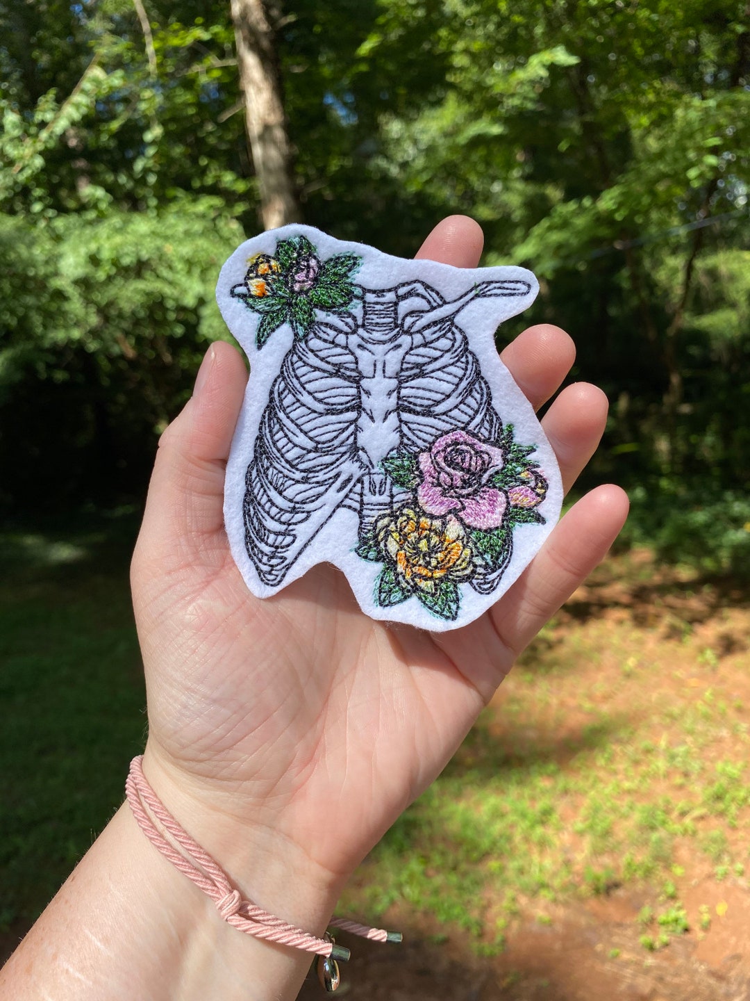 Botanical Ribcage Patch Skeleton Ribcage Halloween - Etsy