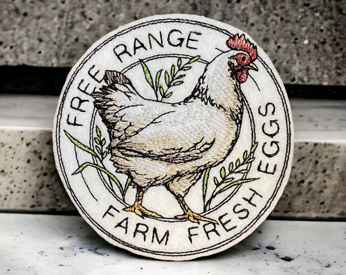 Free Range Chicken Patch Farm Fresh Eggs Embroidery Iron On/sew on ...