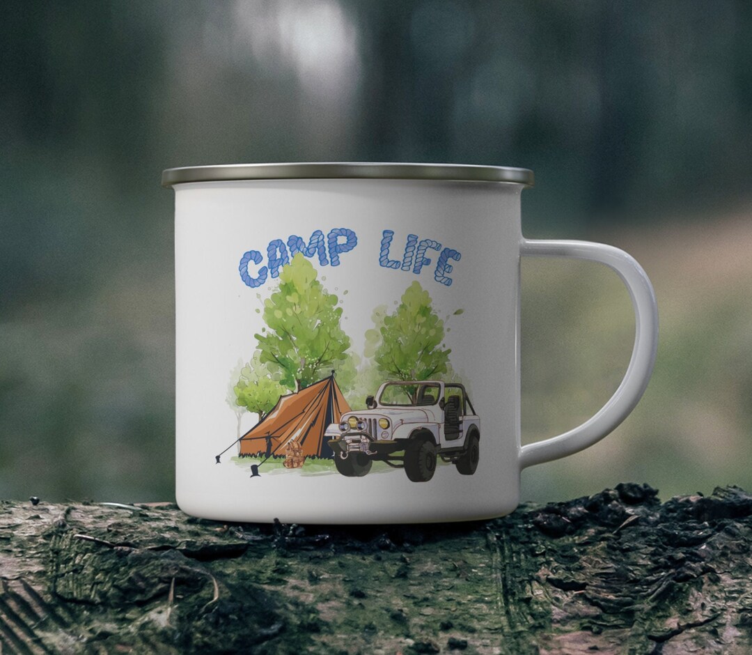 Camp Life, Camping Mug, 12oz Enamel Camping Mug, Gift for Camping Lover ...