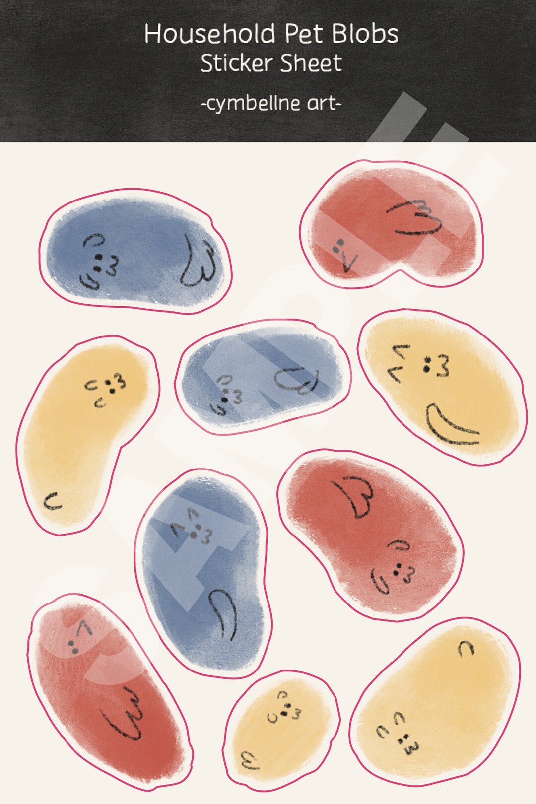 Household Pet Blobs Sheet Waterproof Die-cut Sticker Sheet - Etsy