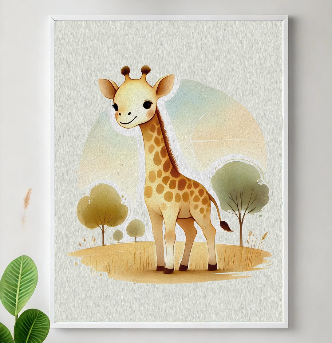 Giraffe Poster for Kids Room or Nursery, Wall Art, Digital Print, Cute ...