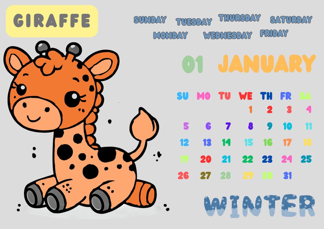 2025 Kids Coloring Calendar – Educational Printable With Months ...