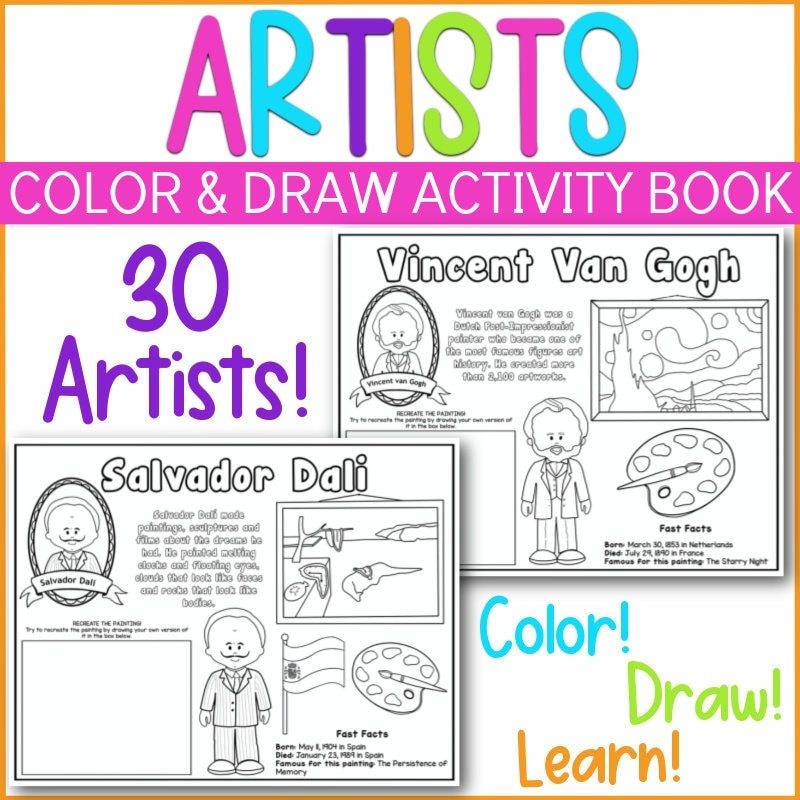 Artists Color & Draw! Activity Workbook - Etsy