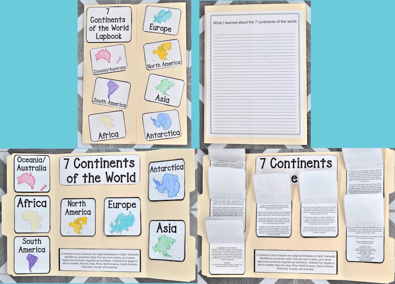 7 Continents of the World Lapbook - Etsy