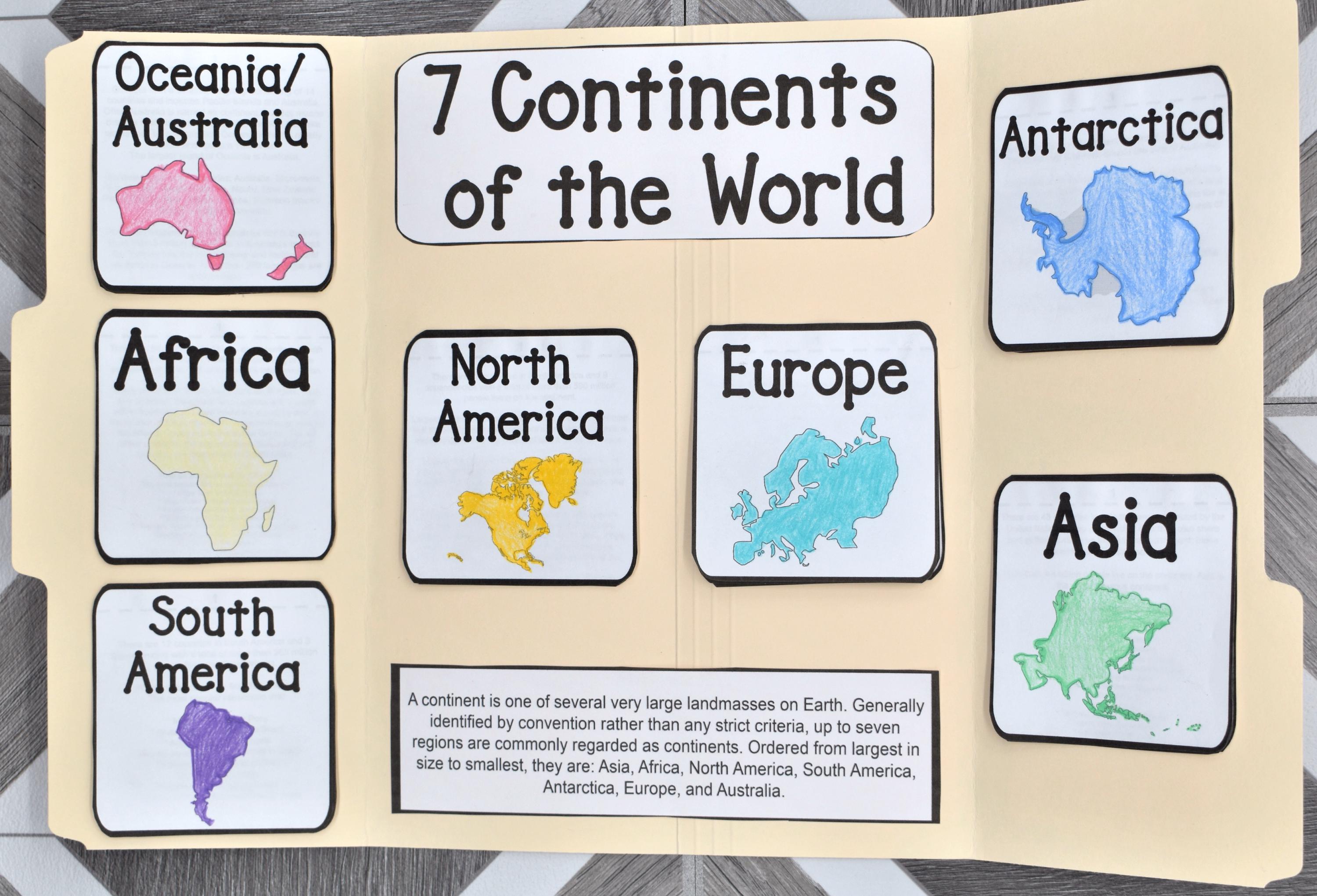 7 Continents of the World Lapbook - Etsy