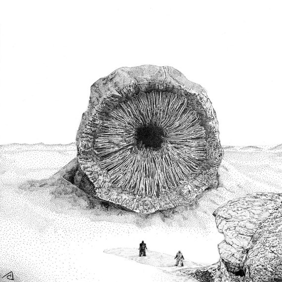 Dune Sandworm Stippling/pointillism Pen and Ink Drawing Print | Etsy