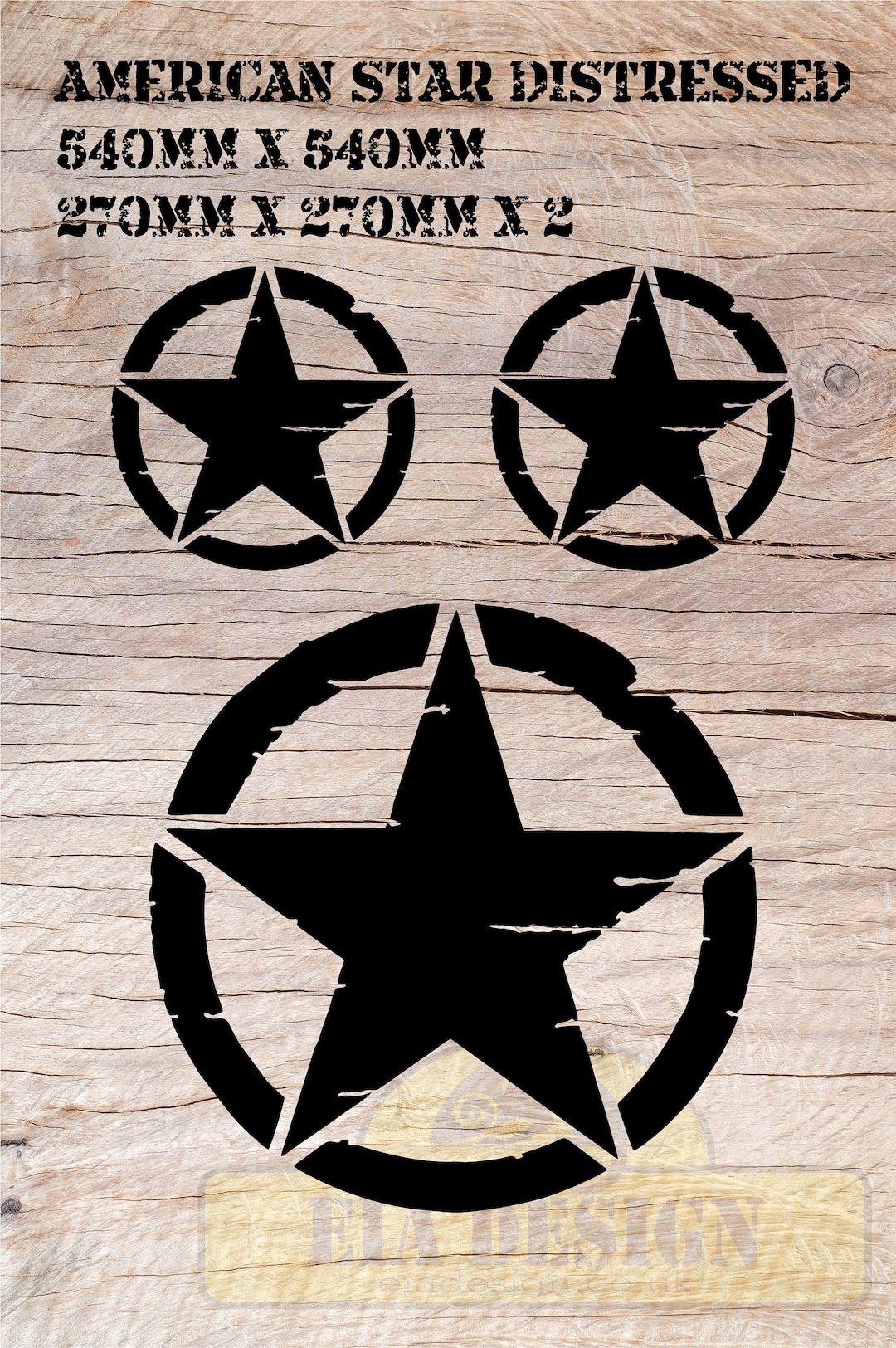 American Military Star Distressed Hood Side Vinyl Decal Sticker for Car ...