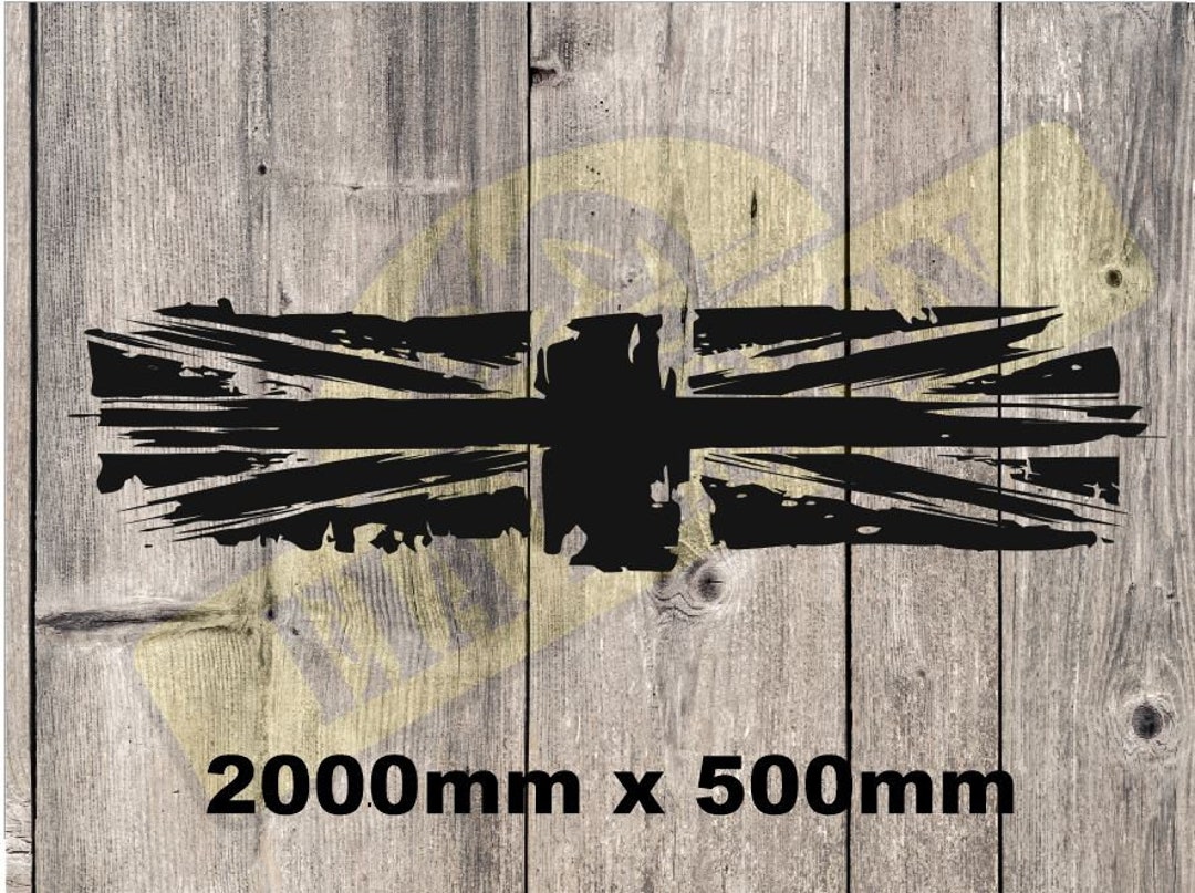 UK Flag Distressed Hood Side Vinyl Decal Sticker for Car 2000mm X 500mm ...