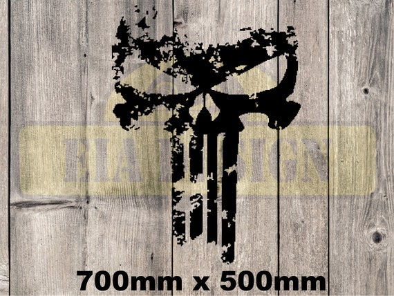 PUNISHER Skull Distressed Hood Side Vinyl Decal Sticker for - Etsy
