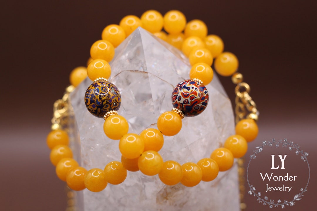 Chinese Lacquer Bead, Topaz Beads, Bracelet, Gift for Her, Mum - Etsy
