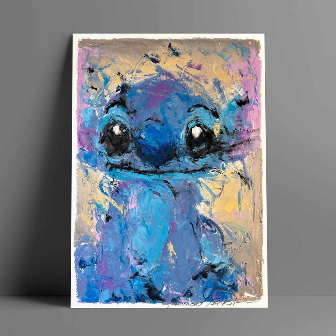 Stitchmon, Stitch, Hand-painted Oil Pastels, Print, A4, A3, A3+ - Etsy