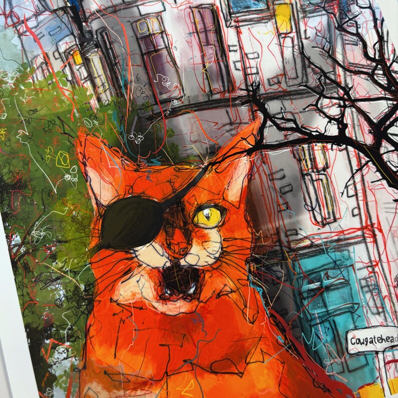 Moggy Mutiny, Red Cat, Edinburgh City, Print, Small, Medium, Large - Etsy