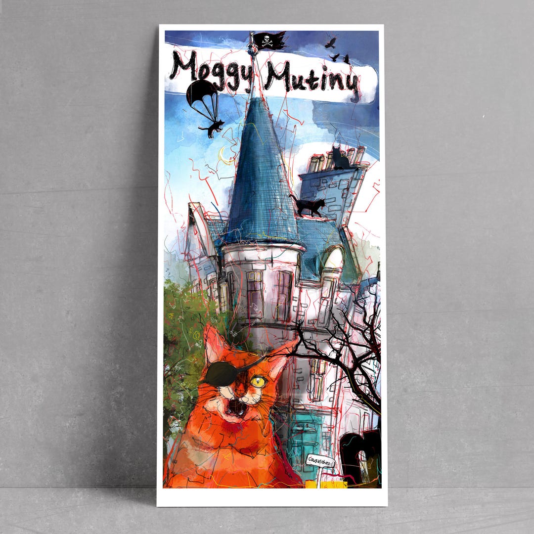 Moggy Mutiny, Red Cat, Edinburgh City, Print, Small, Medium, Large - Etsy