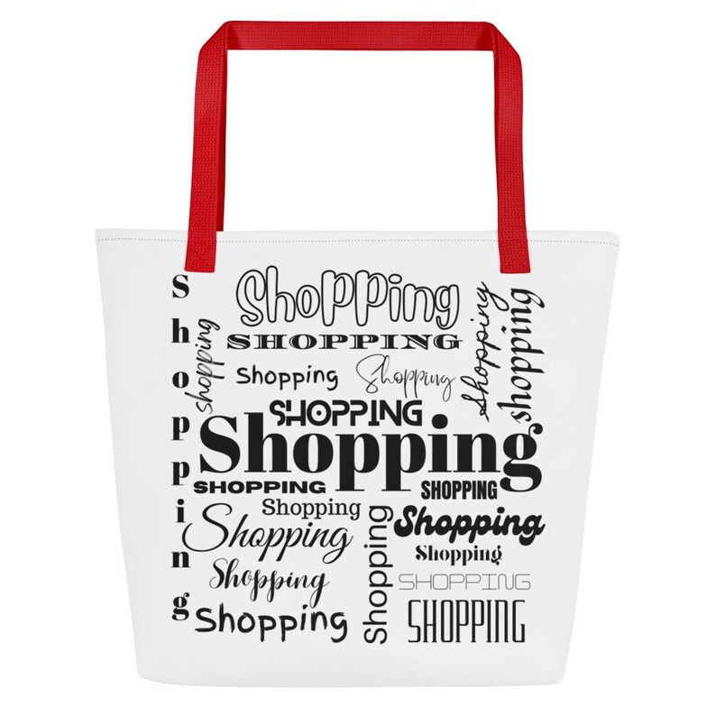 Shopping Tote – Typography Font Bag, Black and White Shopper Carryall ...