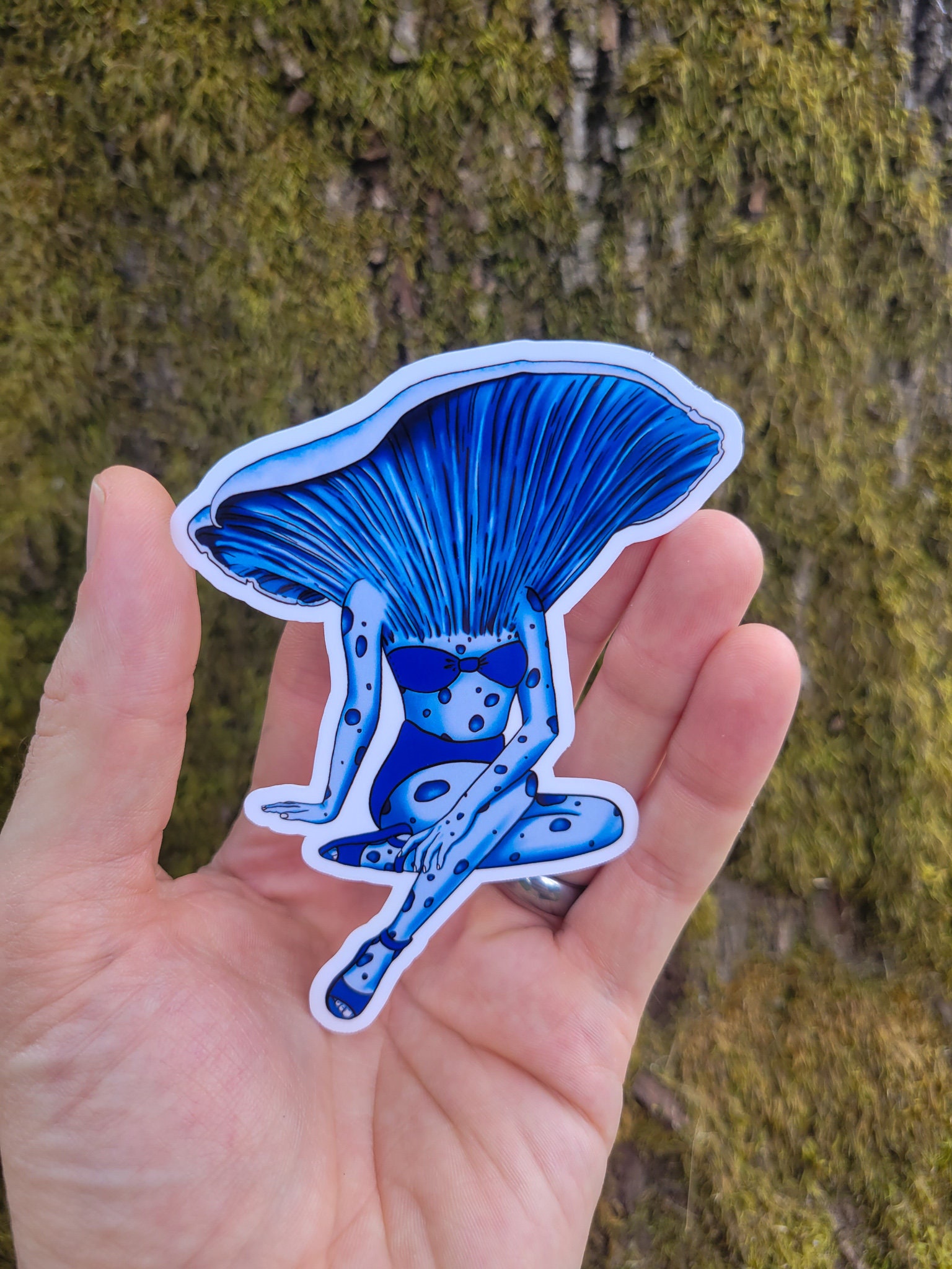 Mushroom Pinup Girl Sticker Lactarius Indigo Fungi Lovely Blue Mushroom ...