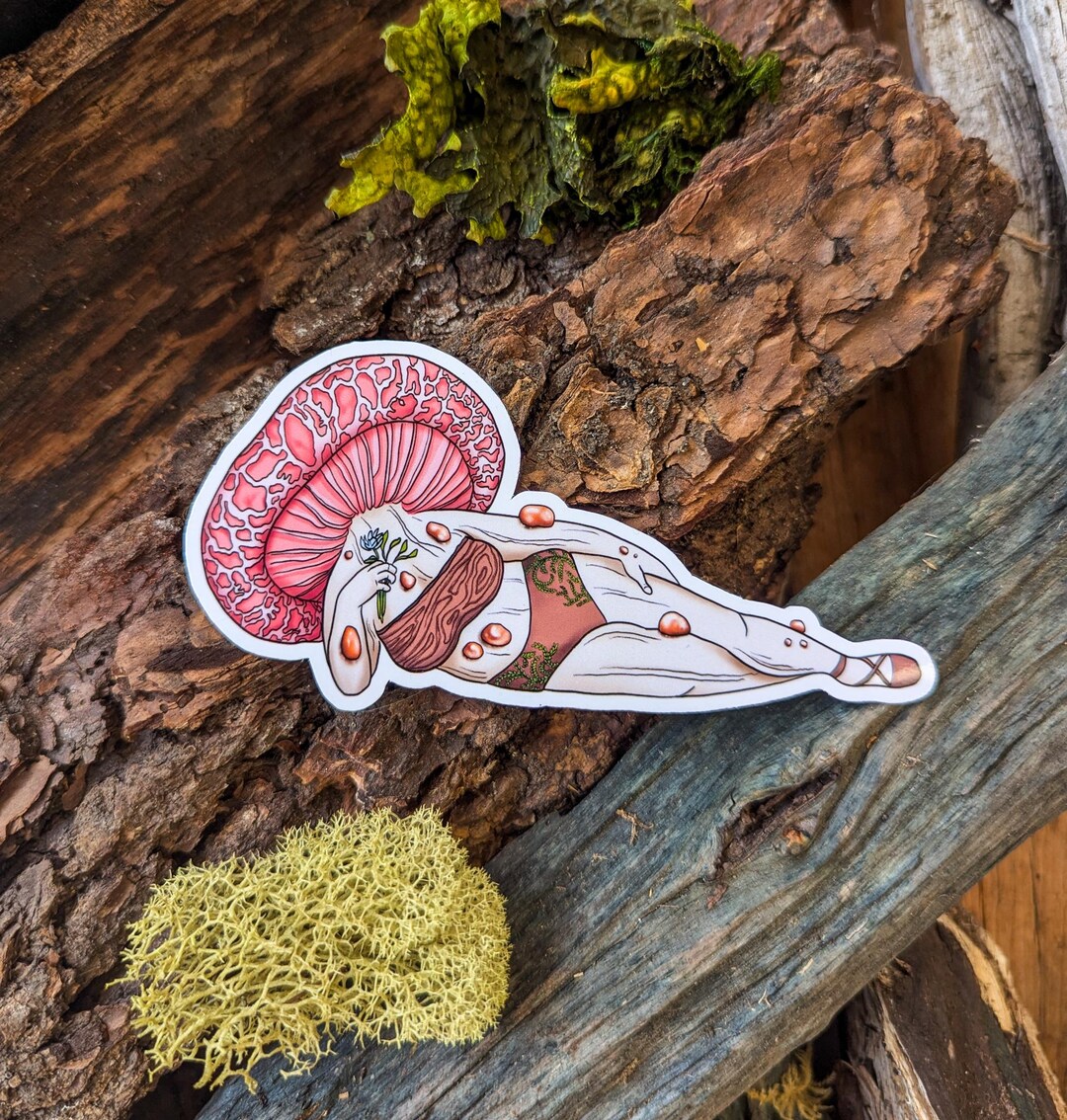 Wrinkled Peach Mushroom Pinup Girl Sticker | Rhodotus Palmatus Mushroom ...