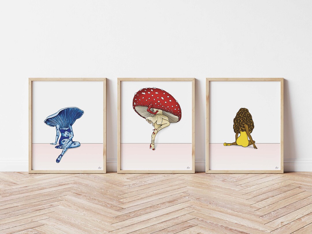 Sexy Mushroom Pinup Girl Prints | Set of Three 8x10" Prints | Amanita ...