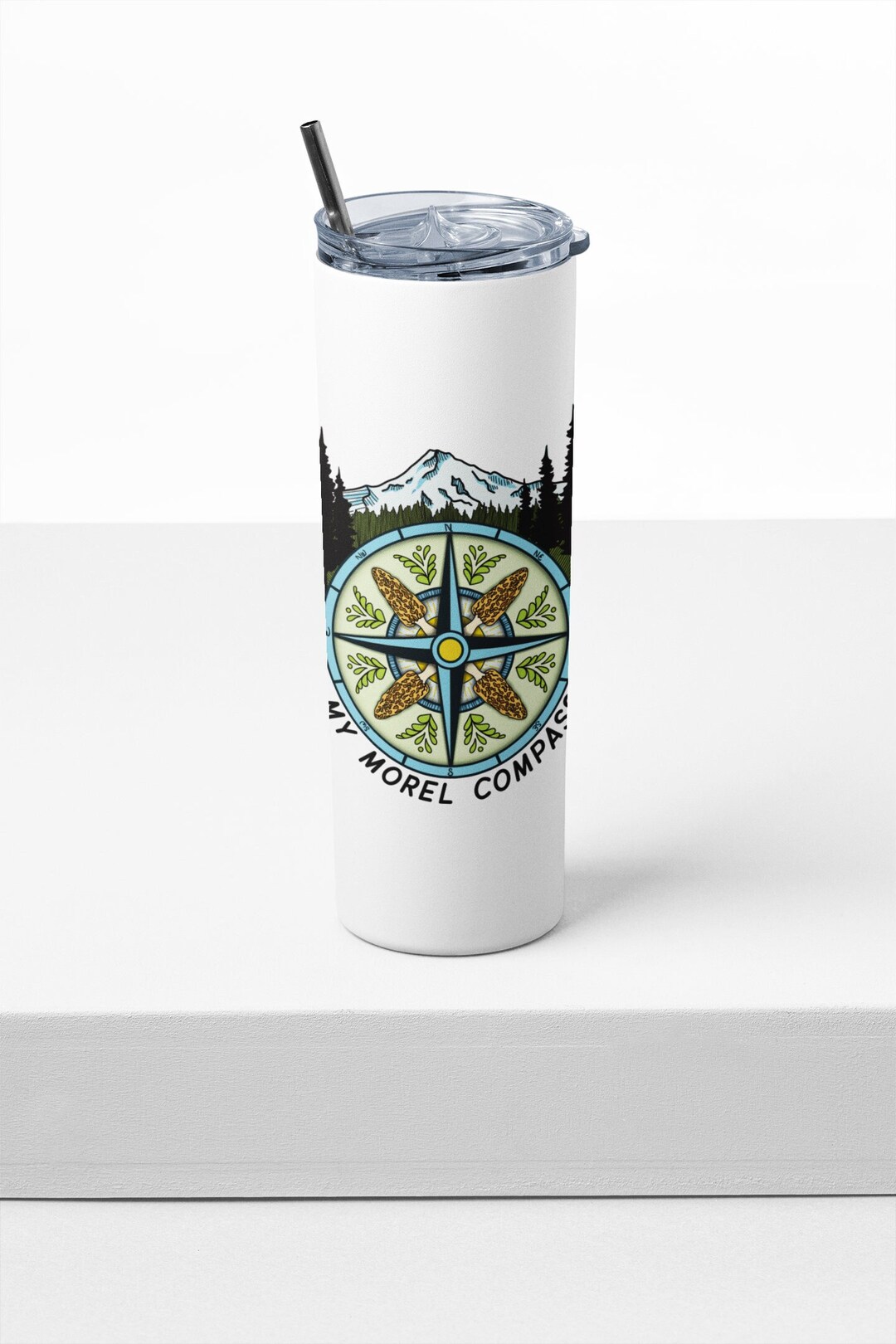 My Morel Compass | 20oz Skinny Stainless Steel Travel Mug | Funny Morel ...