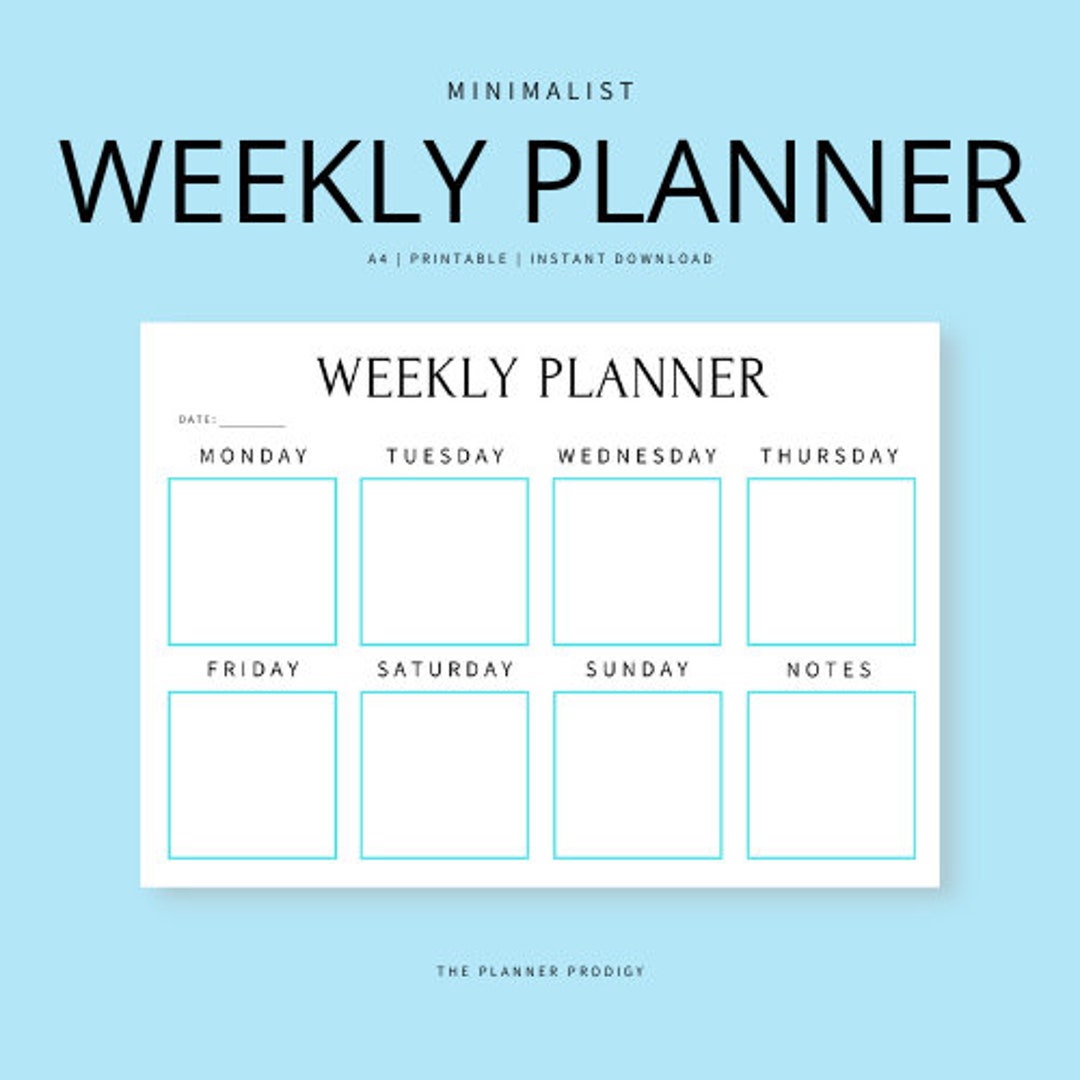 Blue Minimalist Weekly Planner Printable - Plan Your Week Like a Pro ...