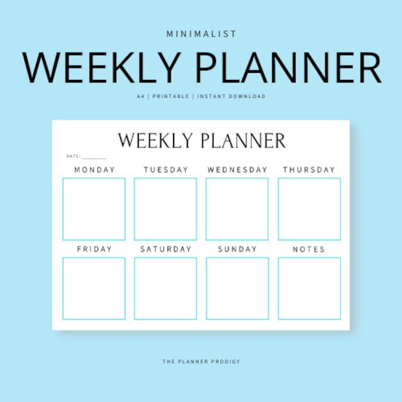 Blue Minimalist Weekly Planner Printable - Plan Your Week Like a Pro ...