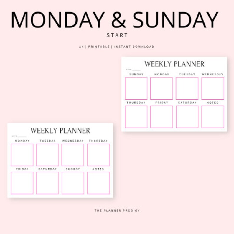 Pink Weekly Planner Printable - Pink Minimalist Planner - Plan Your ...