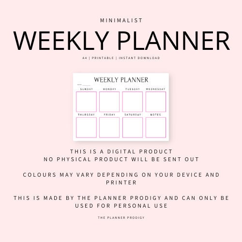 Pink Weekly Planner Printable - Pink Minimalist Planner - Plan Your ...