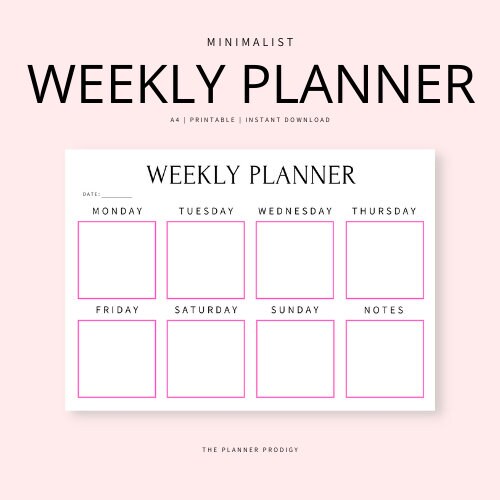 Pink Weekly Planner Printable - Pink Minimalist Planner - Plan Your ...