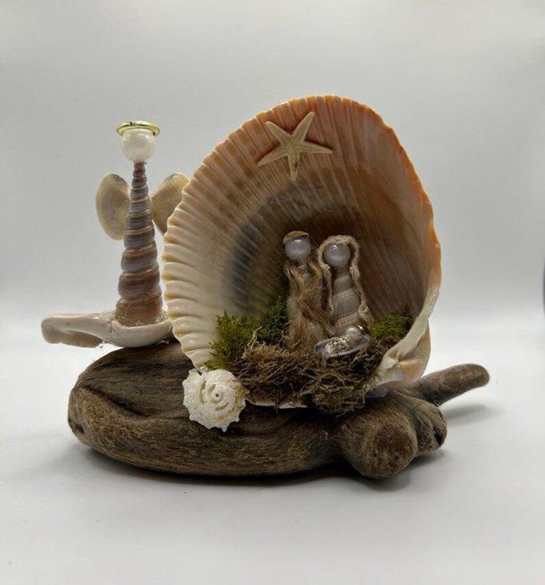 Seashell and Driftwood Nativity With Angel - Etsy