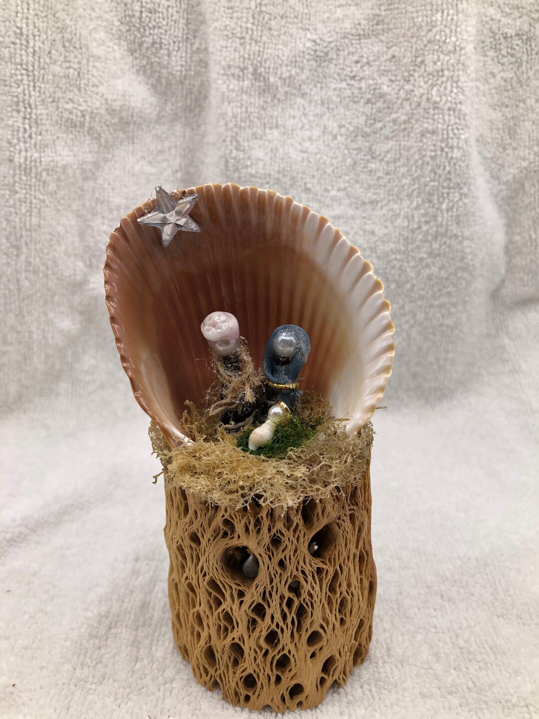 Seashell Nativity Scene, Dried Cactus Base - Etsy