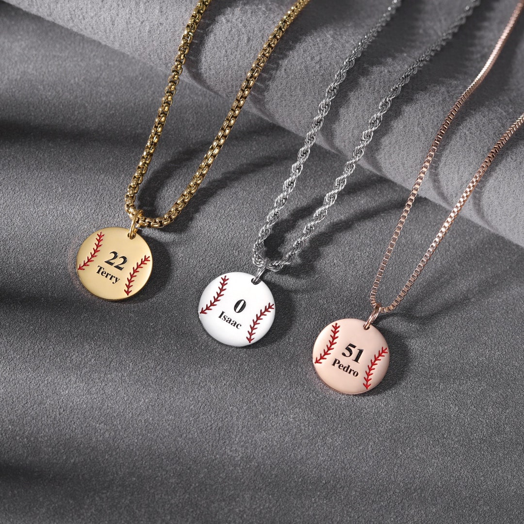 Personalized Tiny Sporty Necklace, Baseball Necklace With Custom Name ...