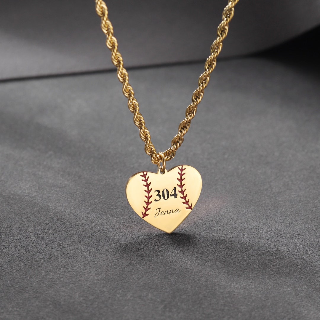 Personalized Number Baseball Necklace, Personalized Number Softball ...