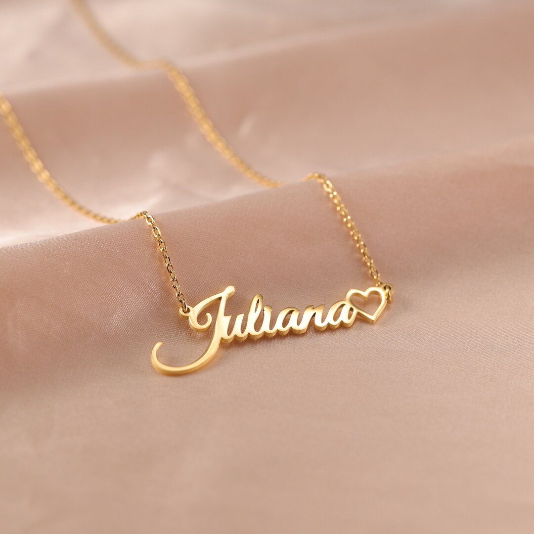 Personalized Heart Necklace, Dainty Heart Necklace With Name, Heart ...