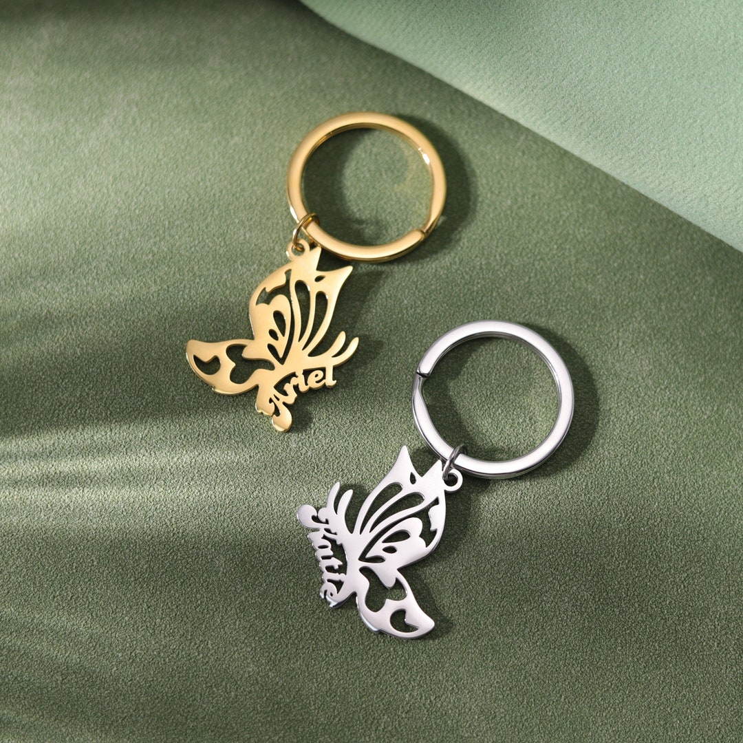 Custom Butterfly Wings Matching Keyring Best Friends, Personalized Name ...