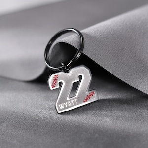 Personalized Engraved Number Keychain, Custom Sport Number Keyring With ...