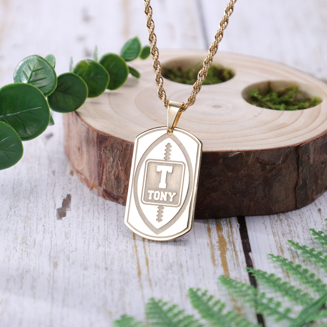 Personalized Football-themed Dog Tag Necklace, Mens Custom Dog Tag ...