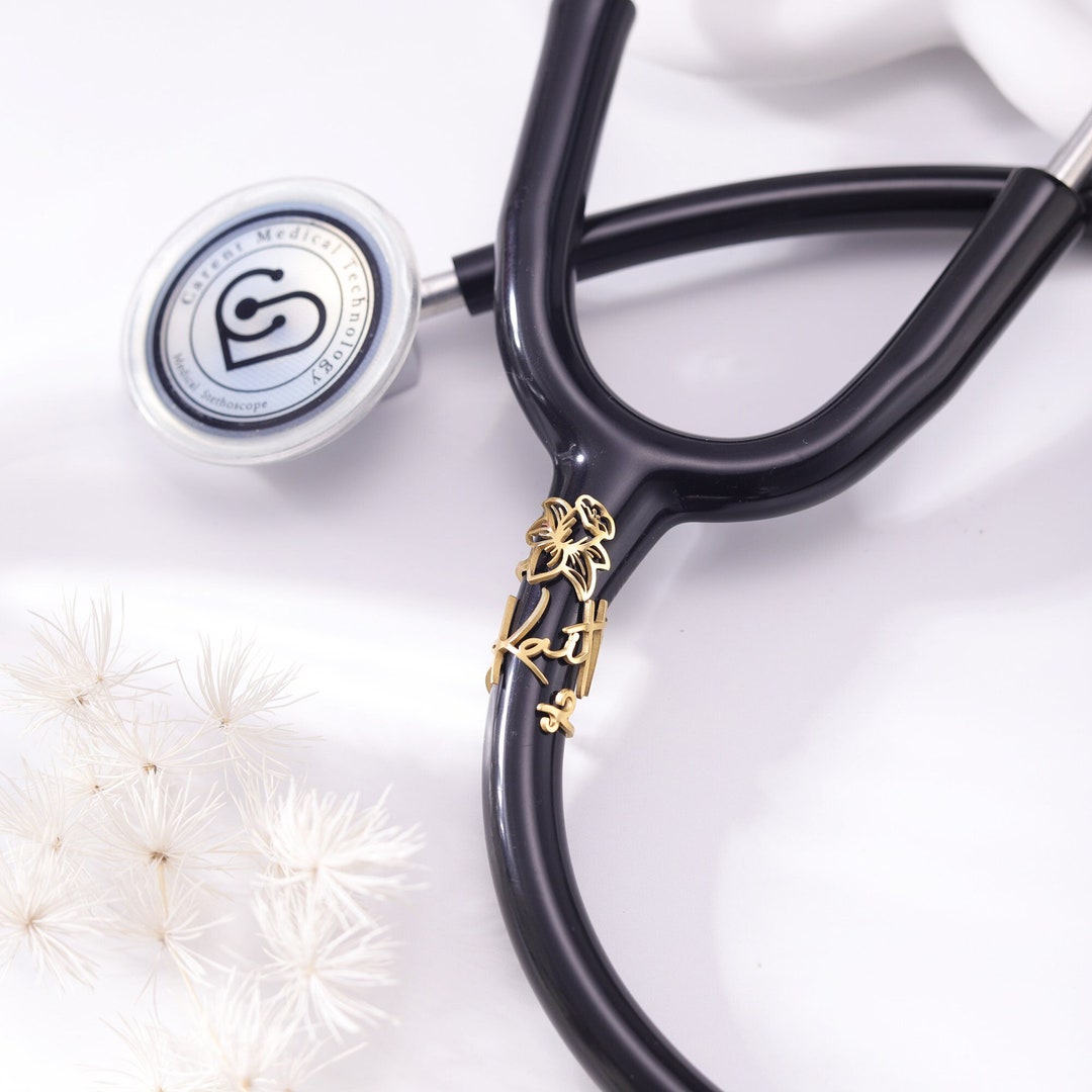 Personalized Stethoscope ID Tag With Flower, Custom Stethoscope Name ...