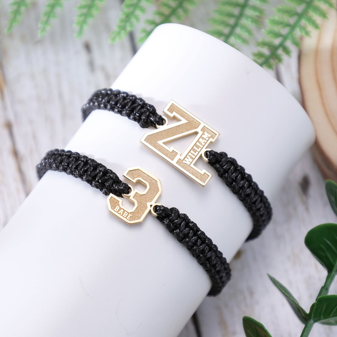 Custom Number Bracelet With Name, Sport Number Bracelet for Man, Lucky ...