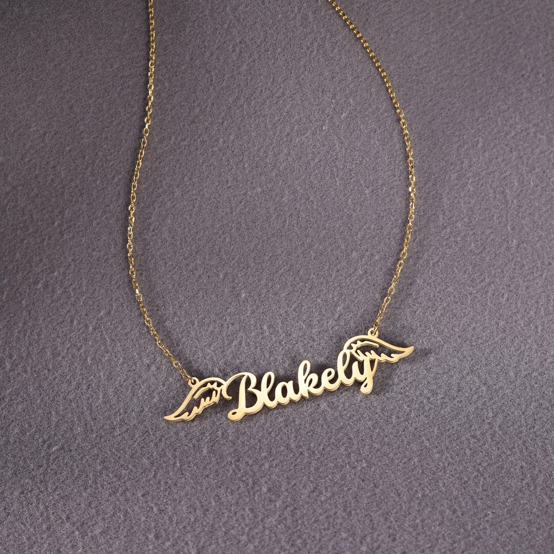 Angel Wings Name Necklace, Sterling Silver Angel Number Necklace ...