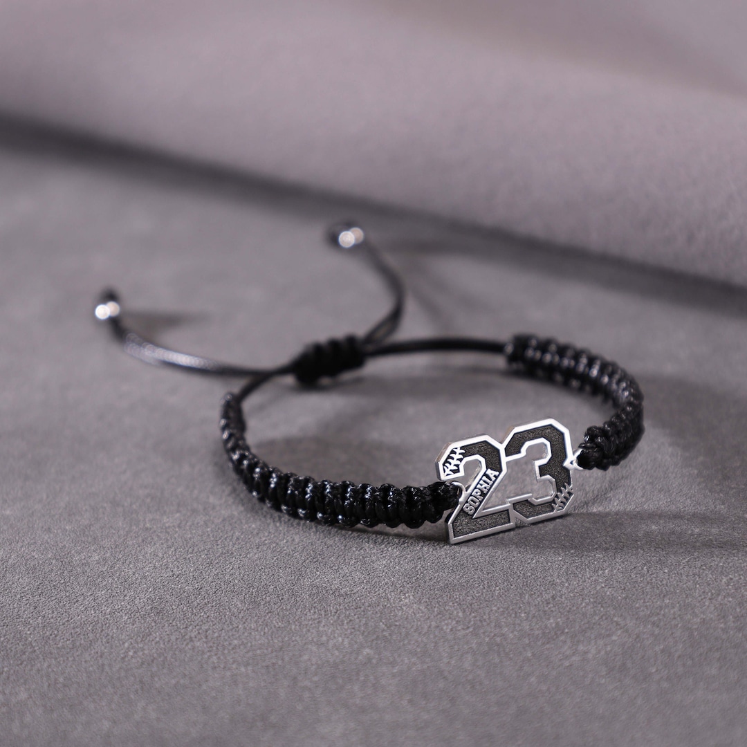 Custom Number Bracelet With Name, Sport Number Bracelet for Man, Lucky ...