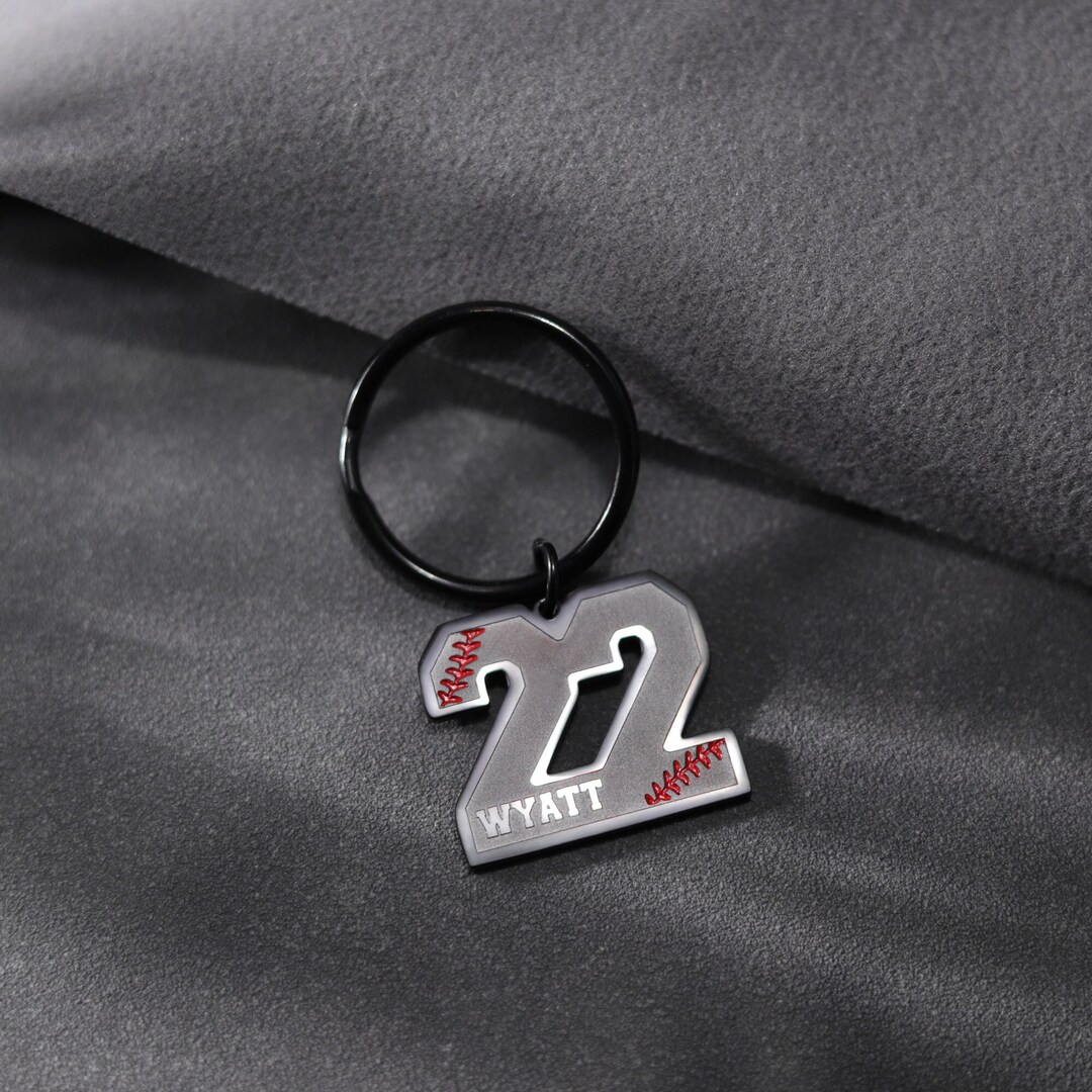 Personalized Engraved Number Keychain, Custom Sport Number Keyring With ...