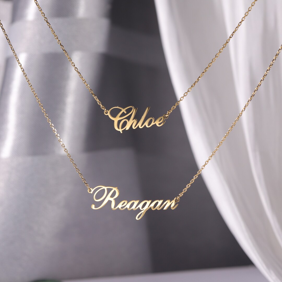 Custom Double Chain Name Necklace, Personalized Layer Two Name Necklace ...