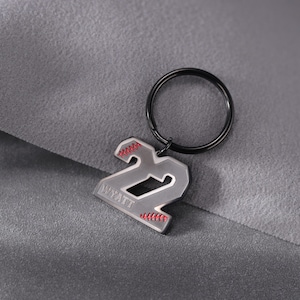 Personalized Engraved Number Keychain, Custom Sport Number Keyring With ...