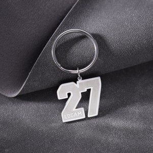 Personalized Engraved Number Keychain, Custom Sport Number Keyring With ...