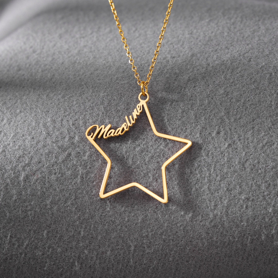 Personalized Star Initial Necklace, Minimalist Star Necklace, Large ...
