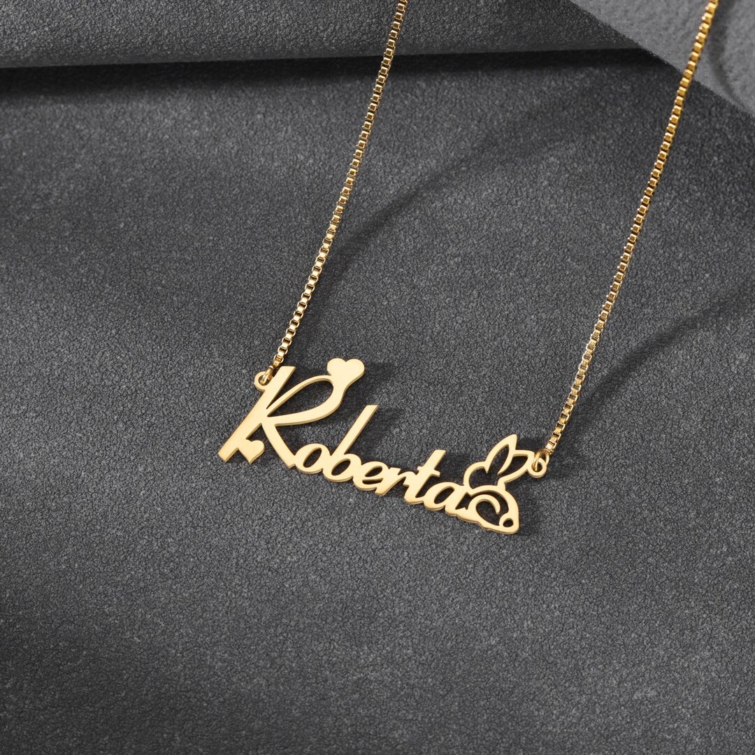Custom Bunny Name Plate Necklace Silver Rabbit Name Necklace - Etsy