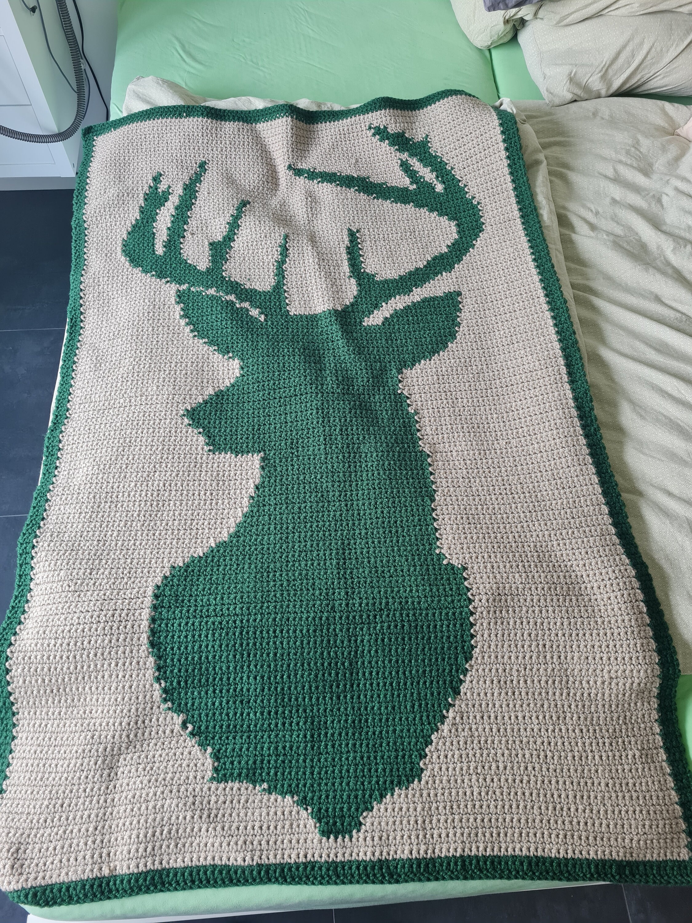 Deer Head With Antlers Silhouette Crochet, Knit or Cross Stitch Chart ...