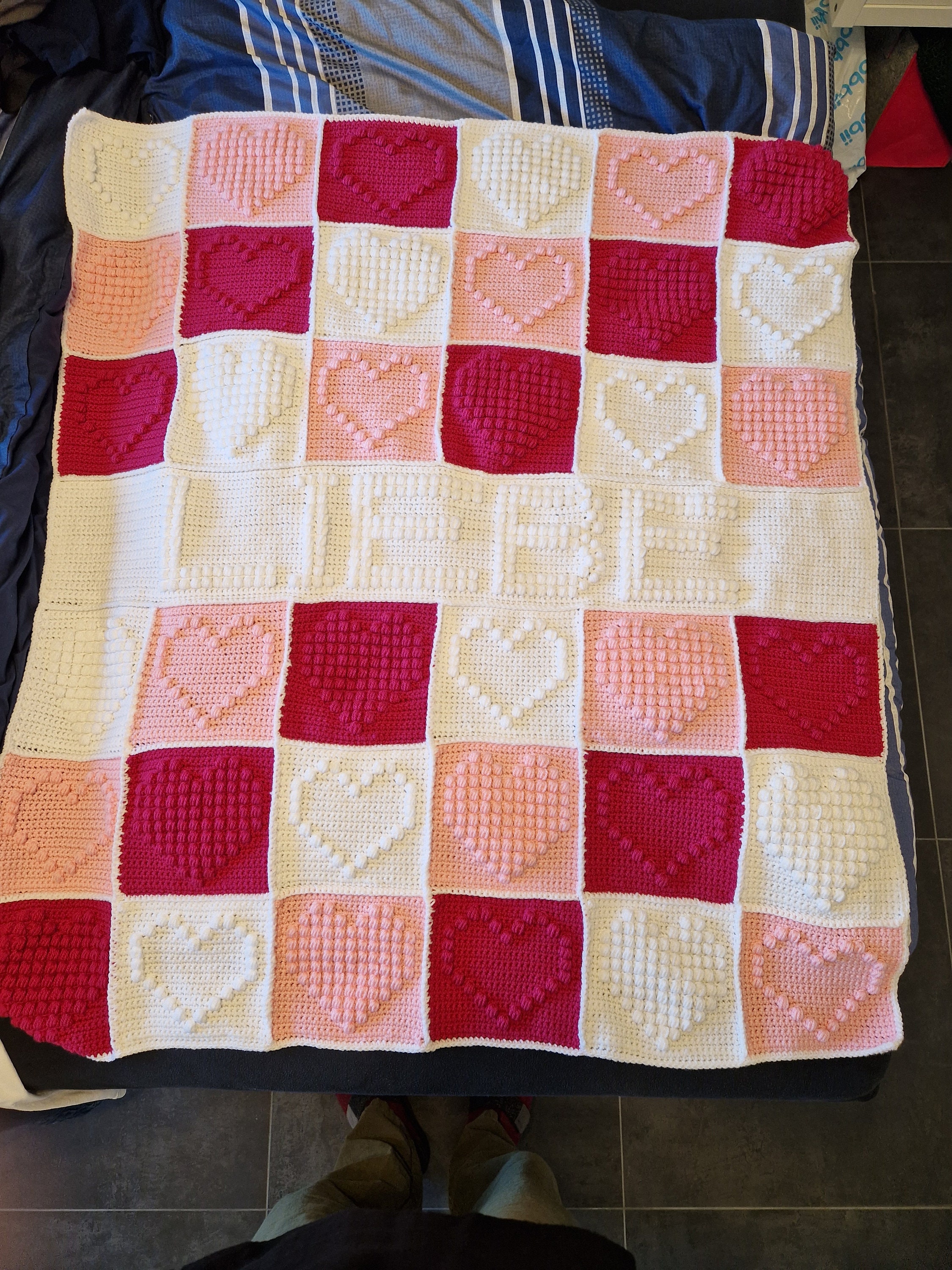 Happy Hearts Puff Stitch Baby Blanket Chart, Graphgan - Etsy